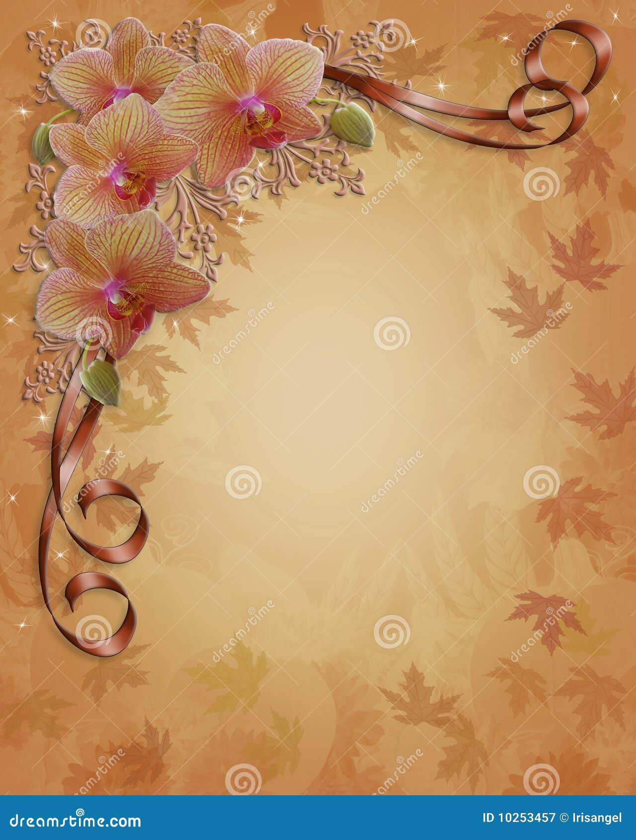 Orchids Floral Wedding Border Fall Colors Stock Illustration ...