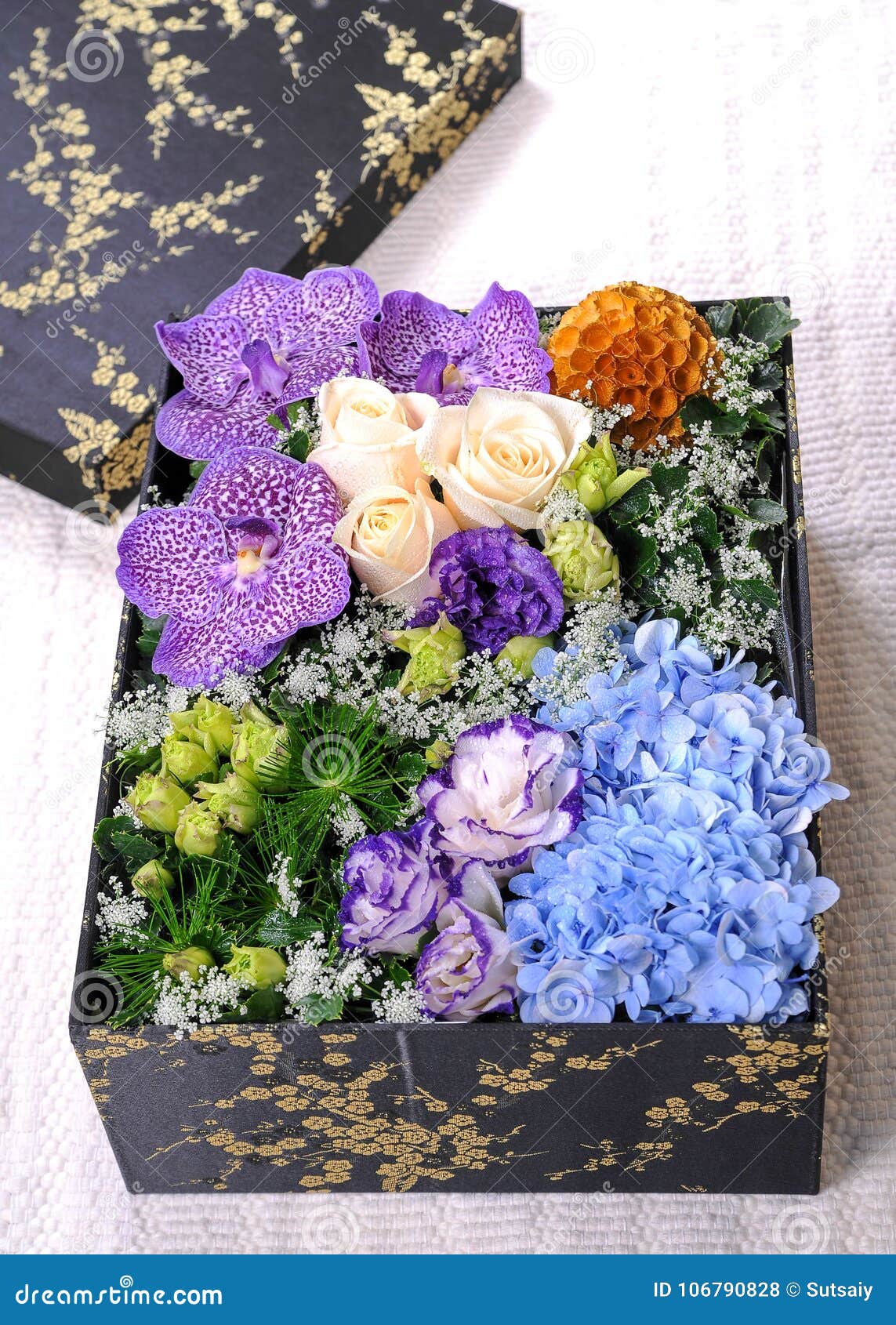 Orchids and Flower in the Box Stock Photo - Image of cardboard ...