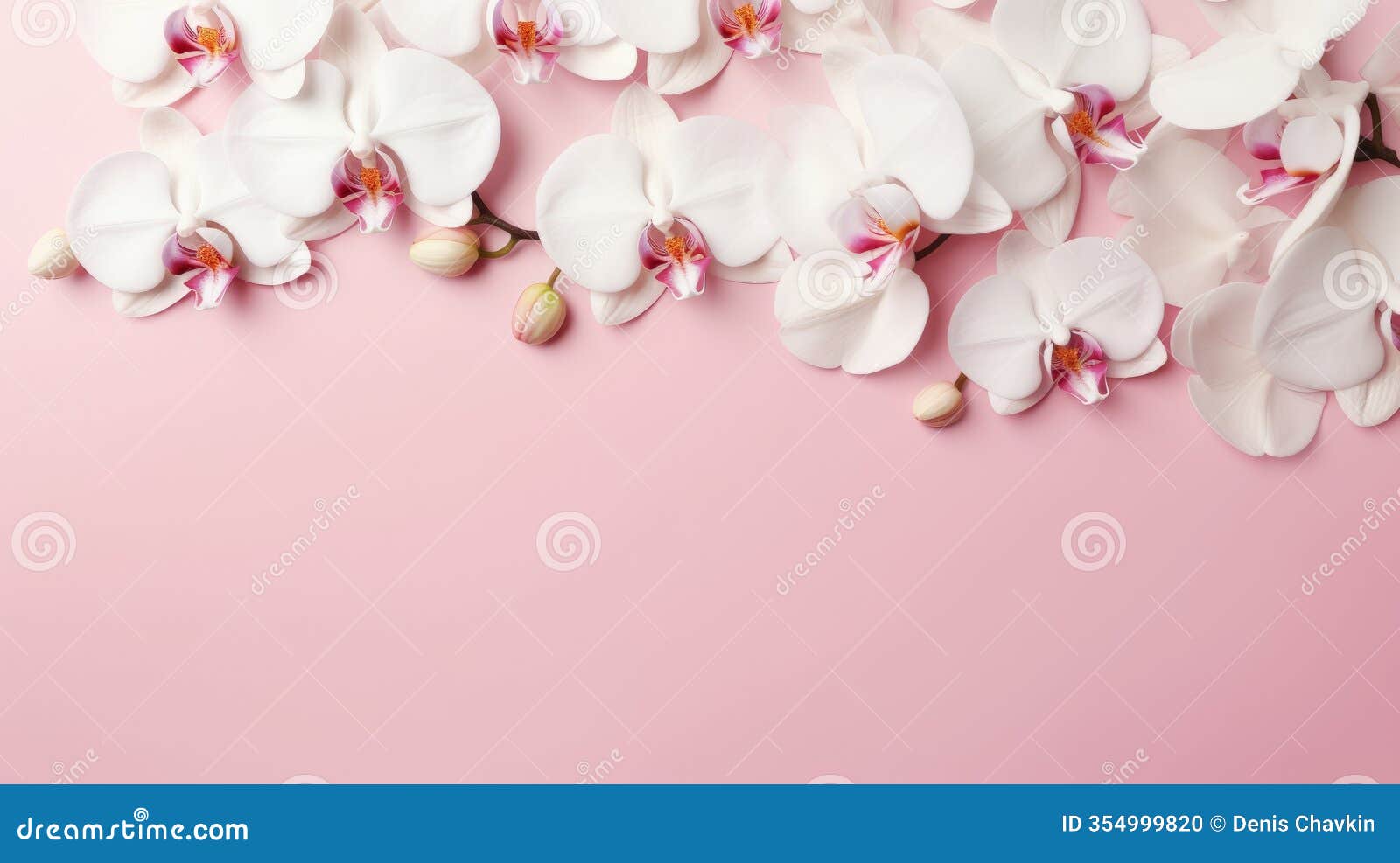 Orchids Flowers Background Panorama Like a Frame on Pink Stock Photo ...