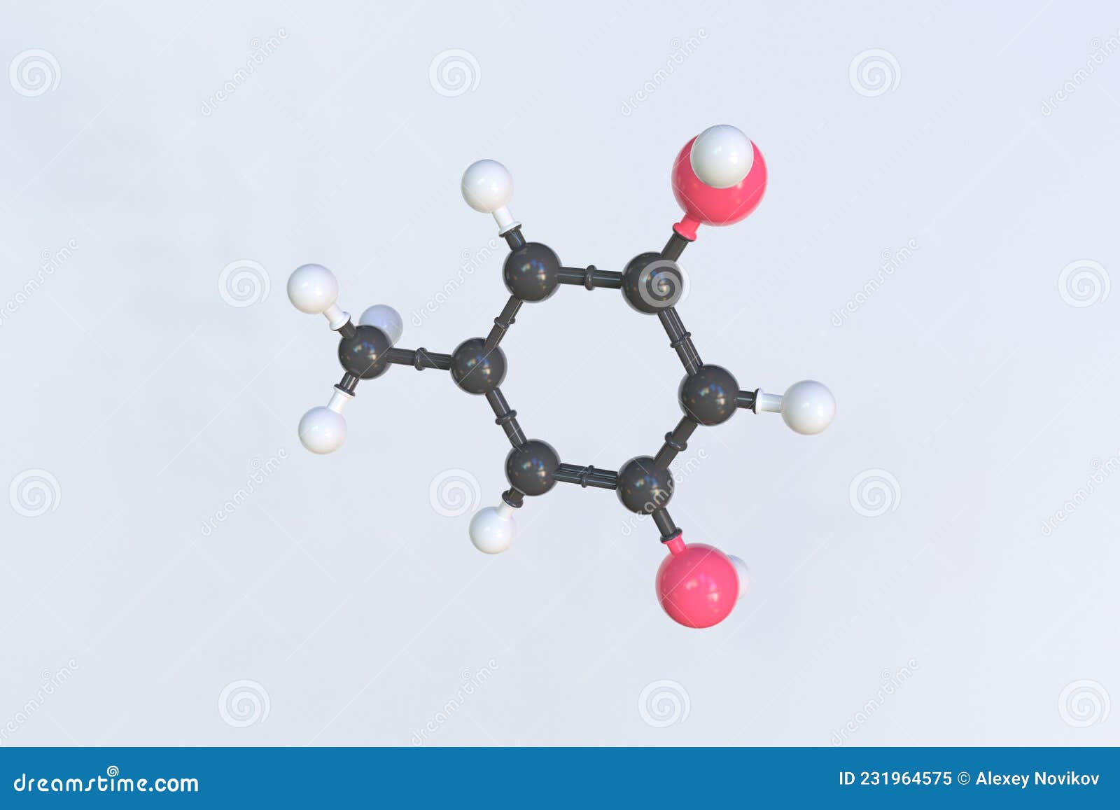 Orcin Molecule Made with Balls, Isolated Molecular Model. 3D Rendering ...