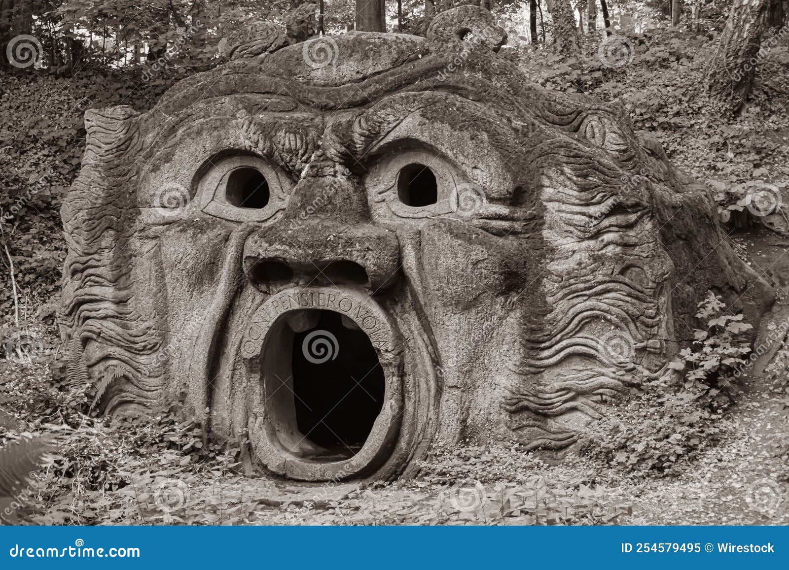 Orcus Mouth Sculpture at Famous Parco Dei Mostri Stock Image - Image of ...