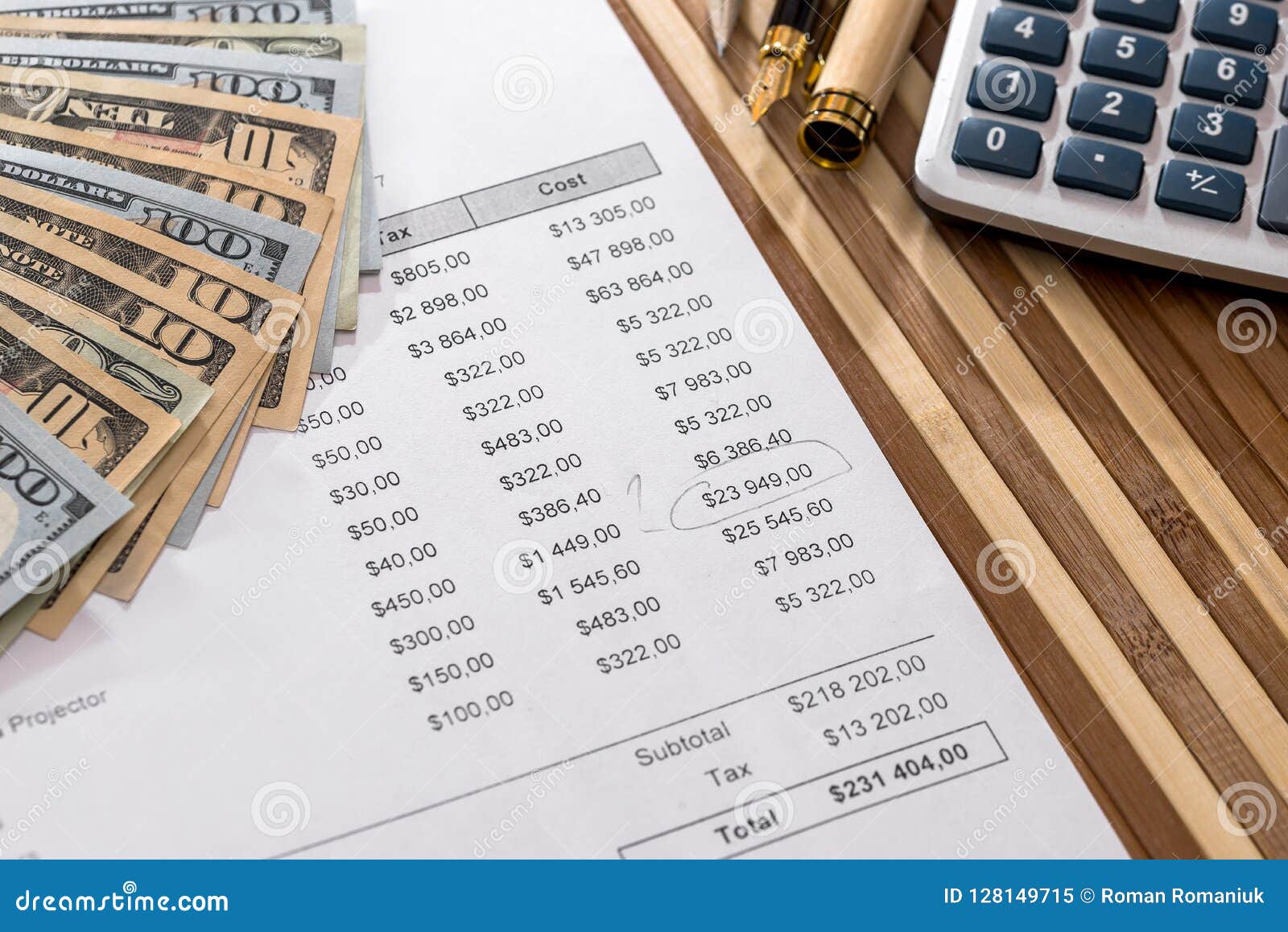 Ordem De Compra Verificada Com Pena, Calculadora Imagem de Stock ...