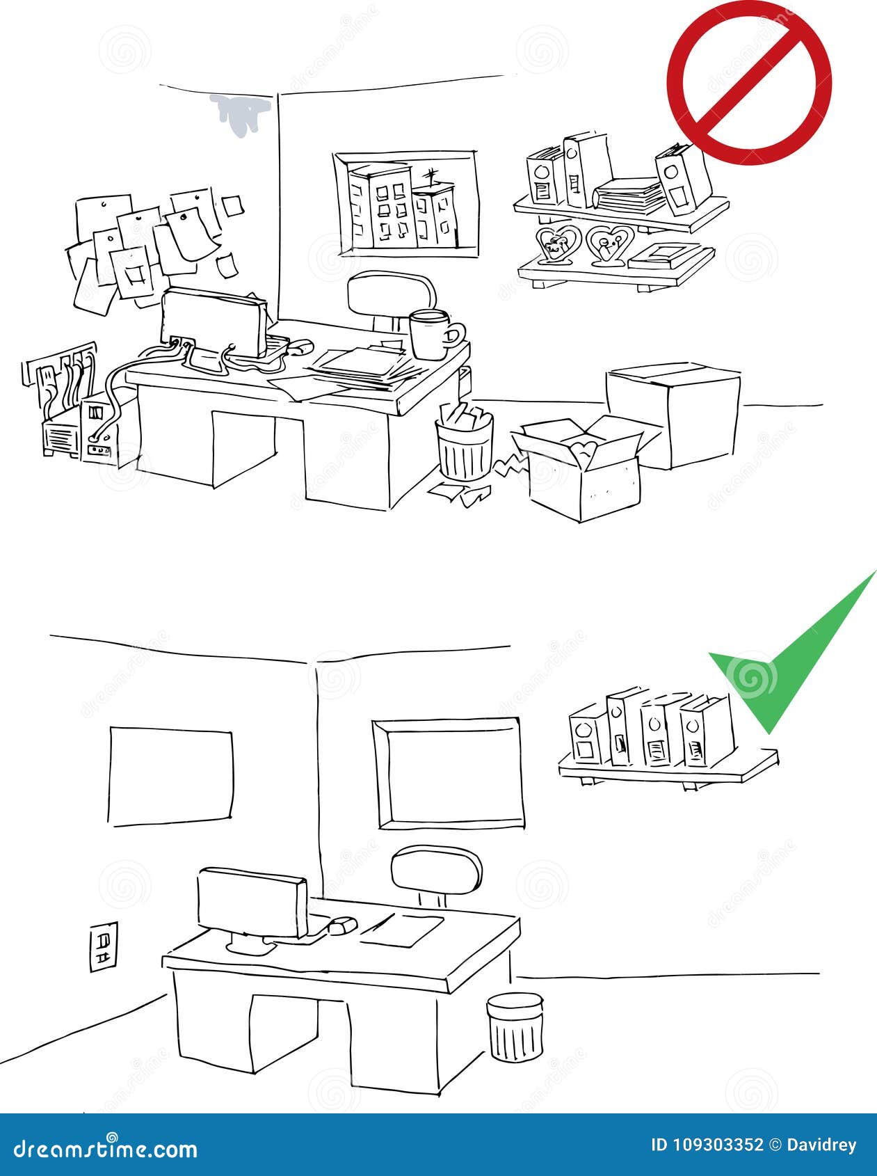 Orden y desorden stock de ilustración. Ilustración de interior - 109303352