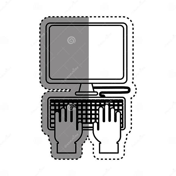 Ordenador Con El Teclado Stock De Ilustración Ilustración De Servicio 84076407