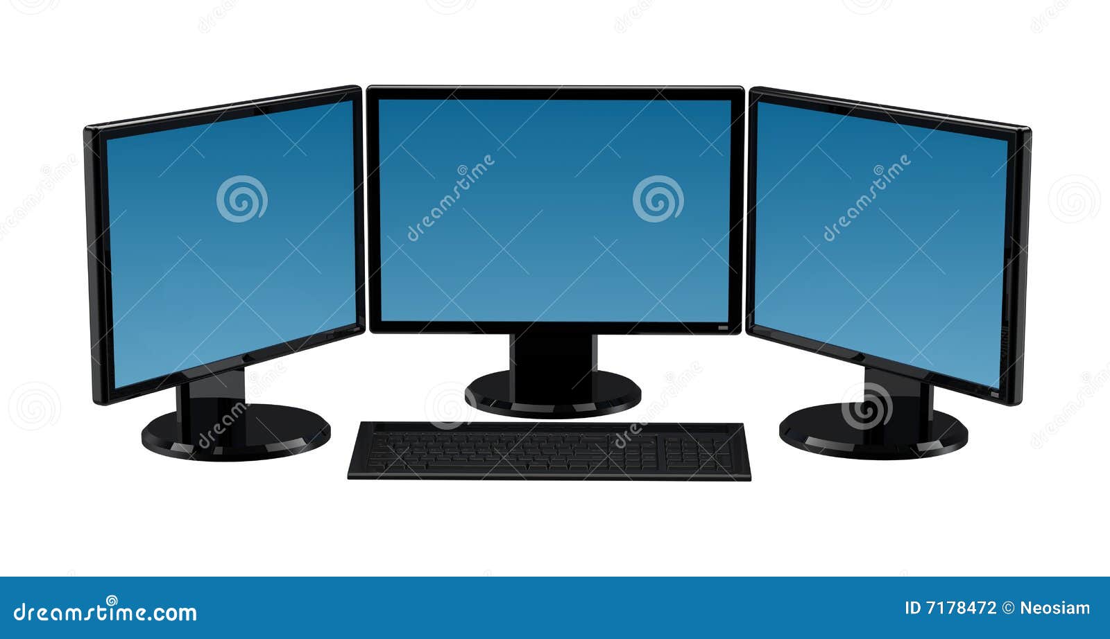 Ordenador De 3 Monitores Aislado Stock de ilustración - Ilustración de ...