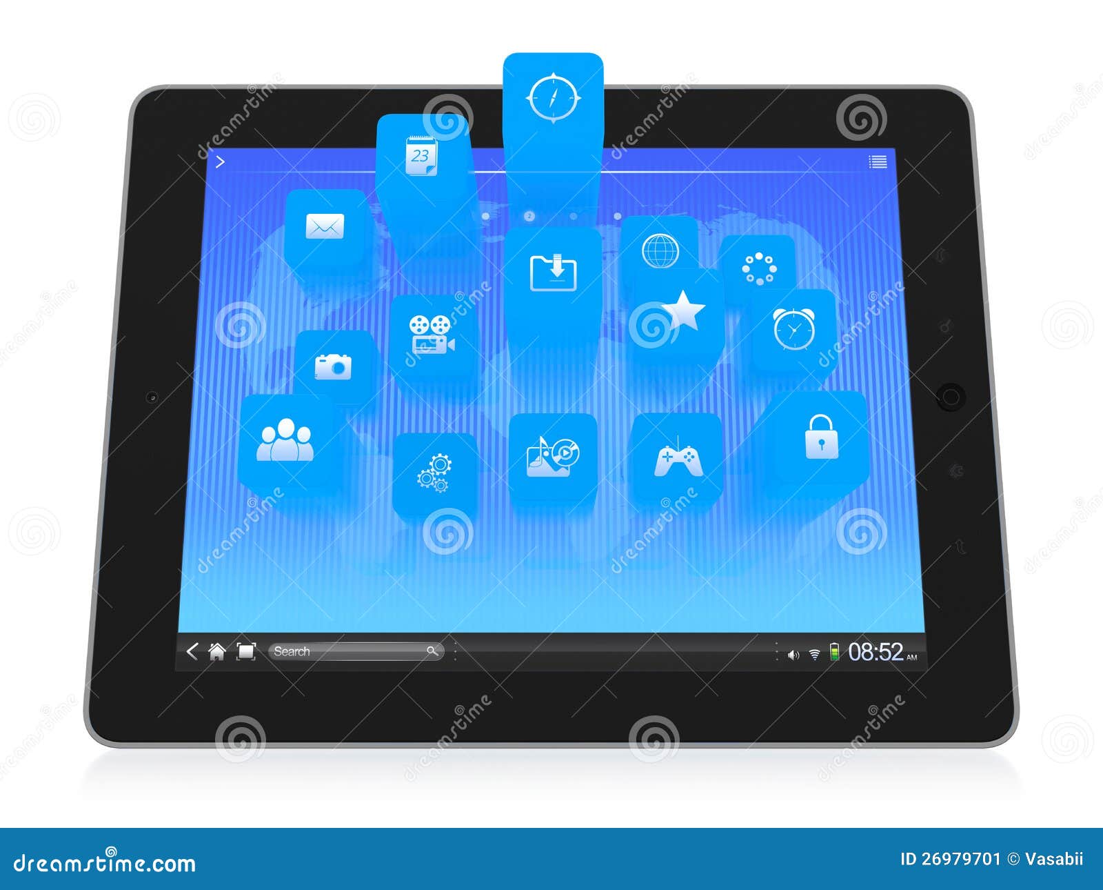 Ordenador de la tablilla stock de ilustración. Ilustración de azul ...