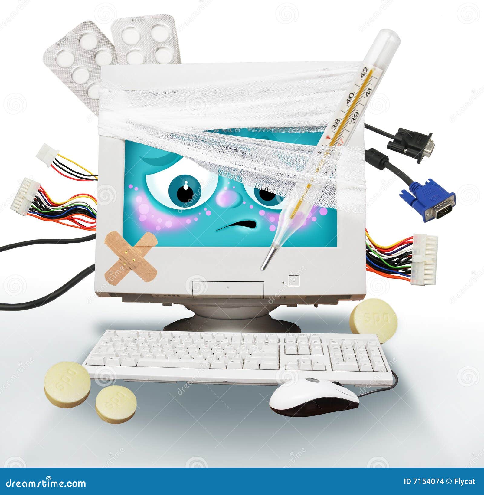 Ordenador enfermo stock de ilustración. Ilustración de enfermedad - 7154074
