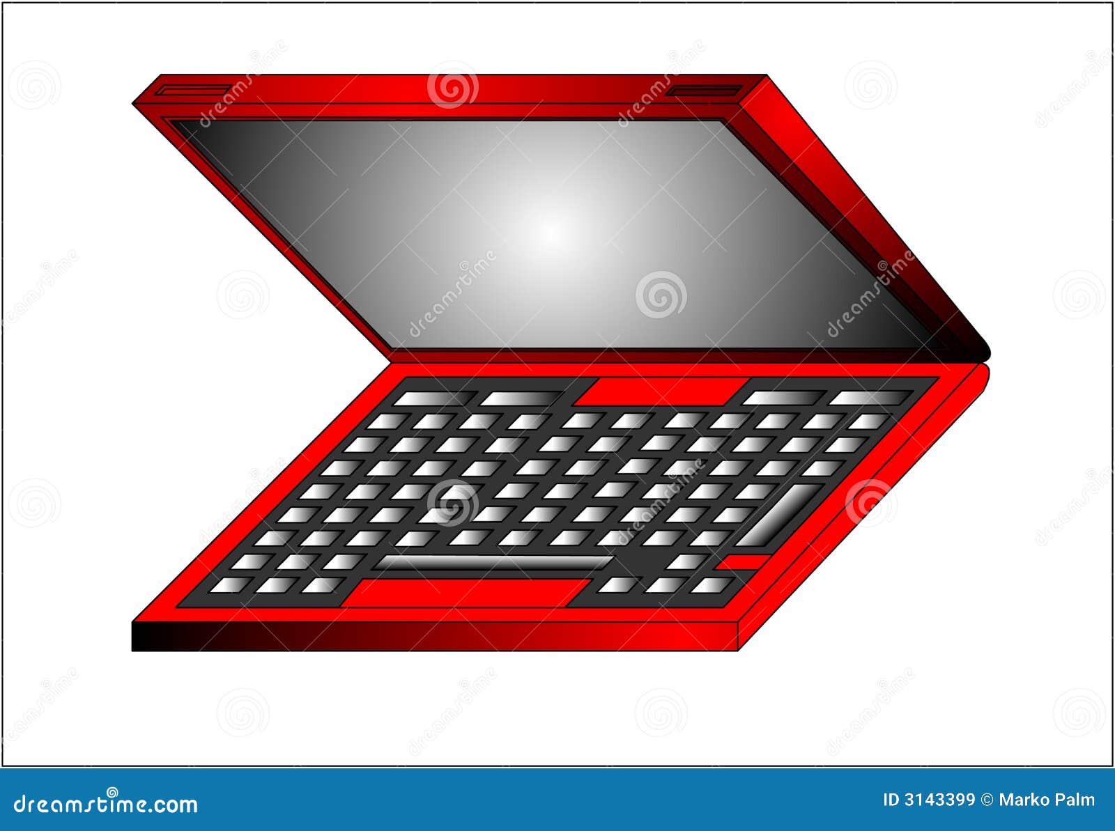 Ordenador portátil rojo stock de ilustración. Ilustración de delgado ...