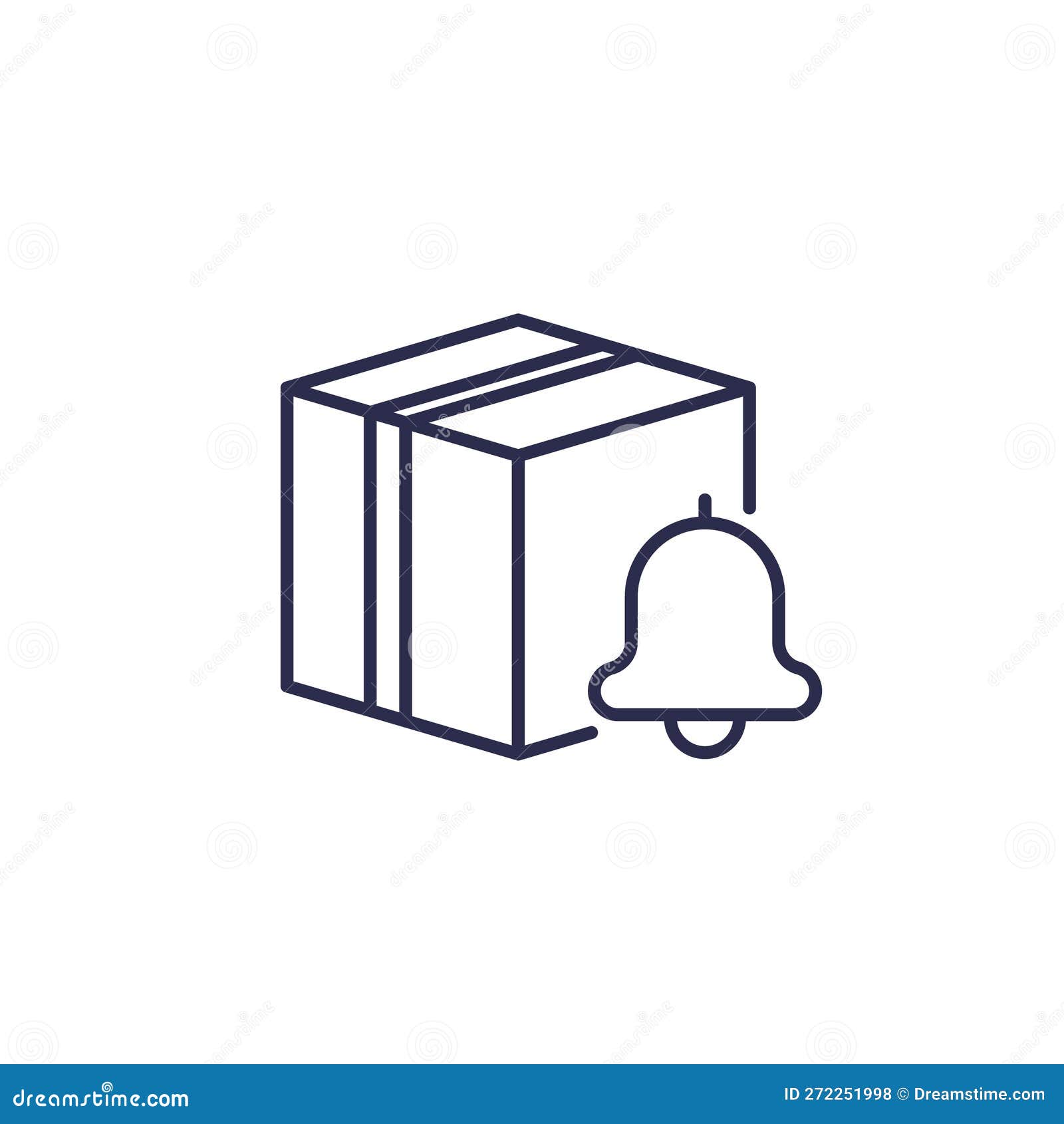 Order Delivery Notification Line Icon with Parcel Stock Illustration ...