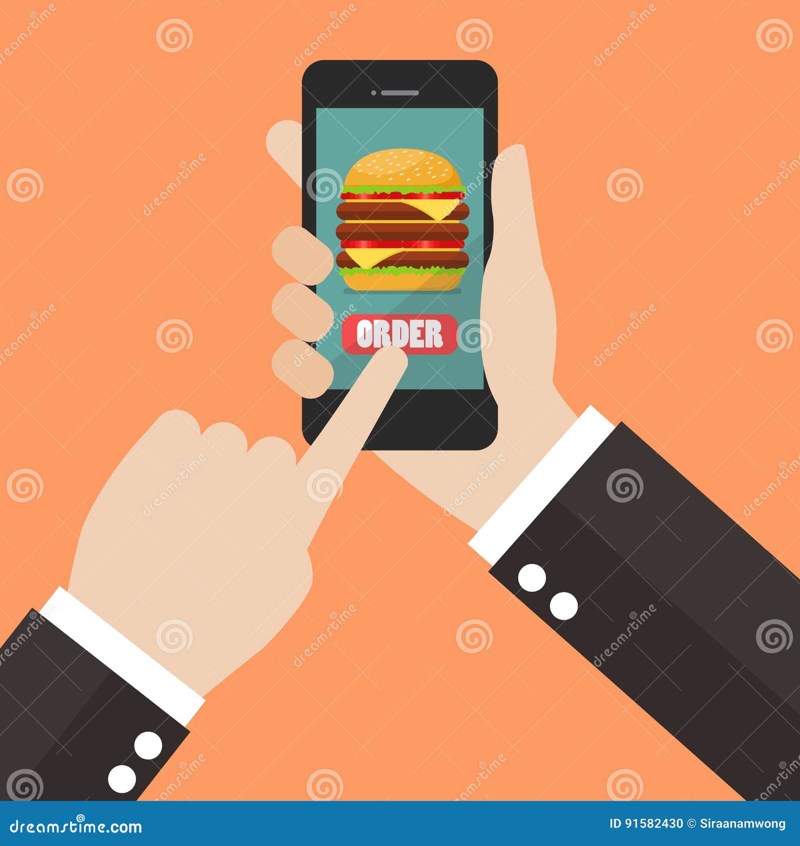 Order fast food online stock vector. Illustration of internet - 91582430