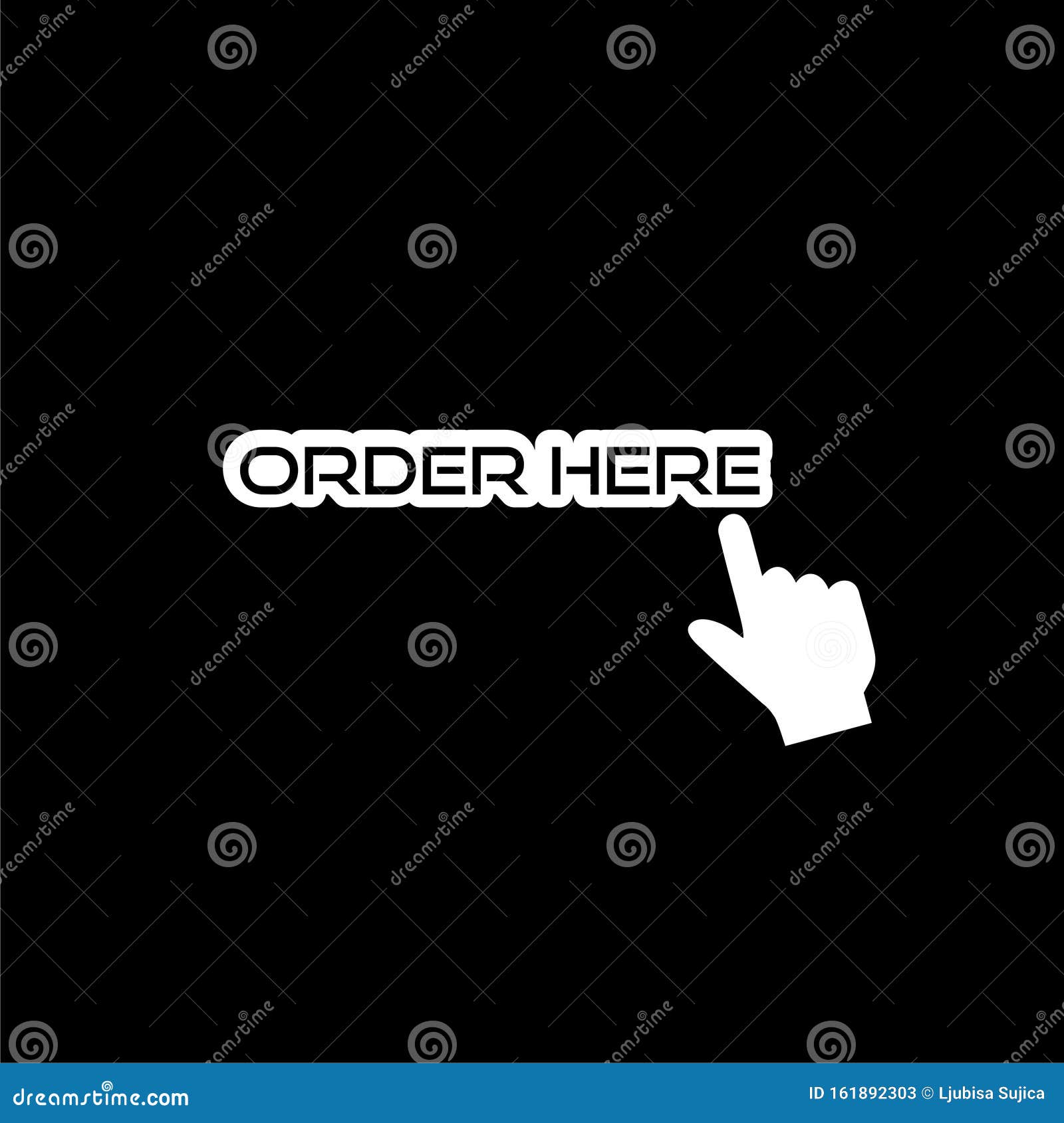 Order Here Concept Isolated on Black Background Stock Vector ...