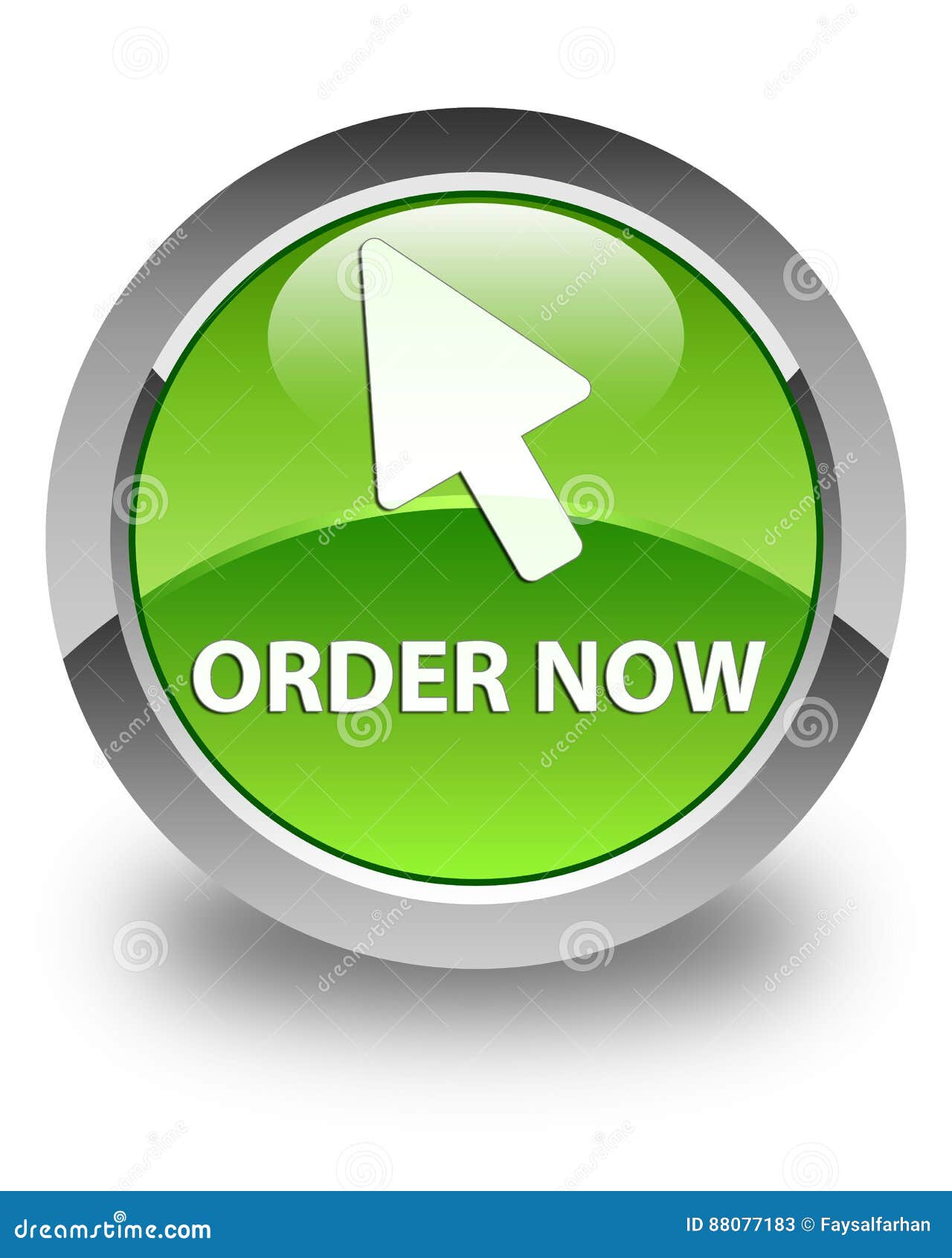 Order Now (cursor Icon) Glossy Green Round Button Stock Illustration ...