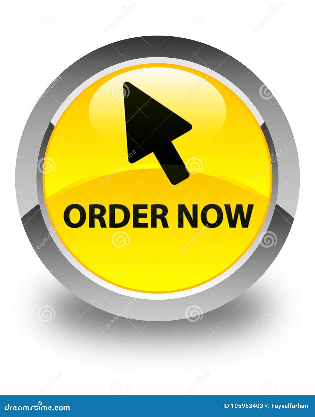 Order Now (cursor Icon) Glossy Yellow Round Button Stock Illustration ...