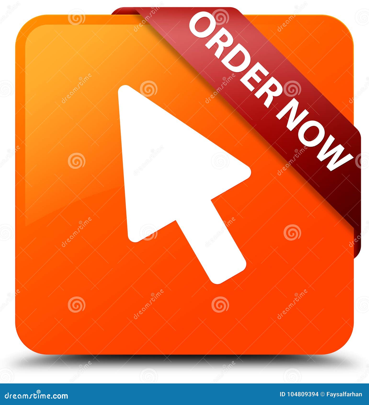 Order Now (cursor Icon) Orange Square Button Red Ribbon in Corner Stock ...
