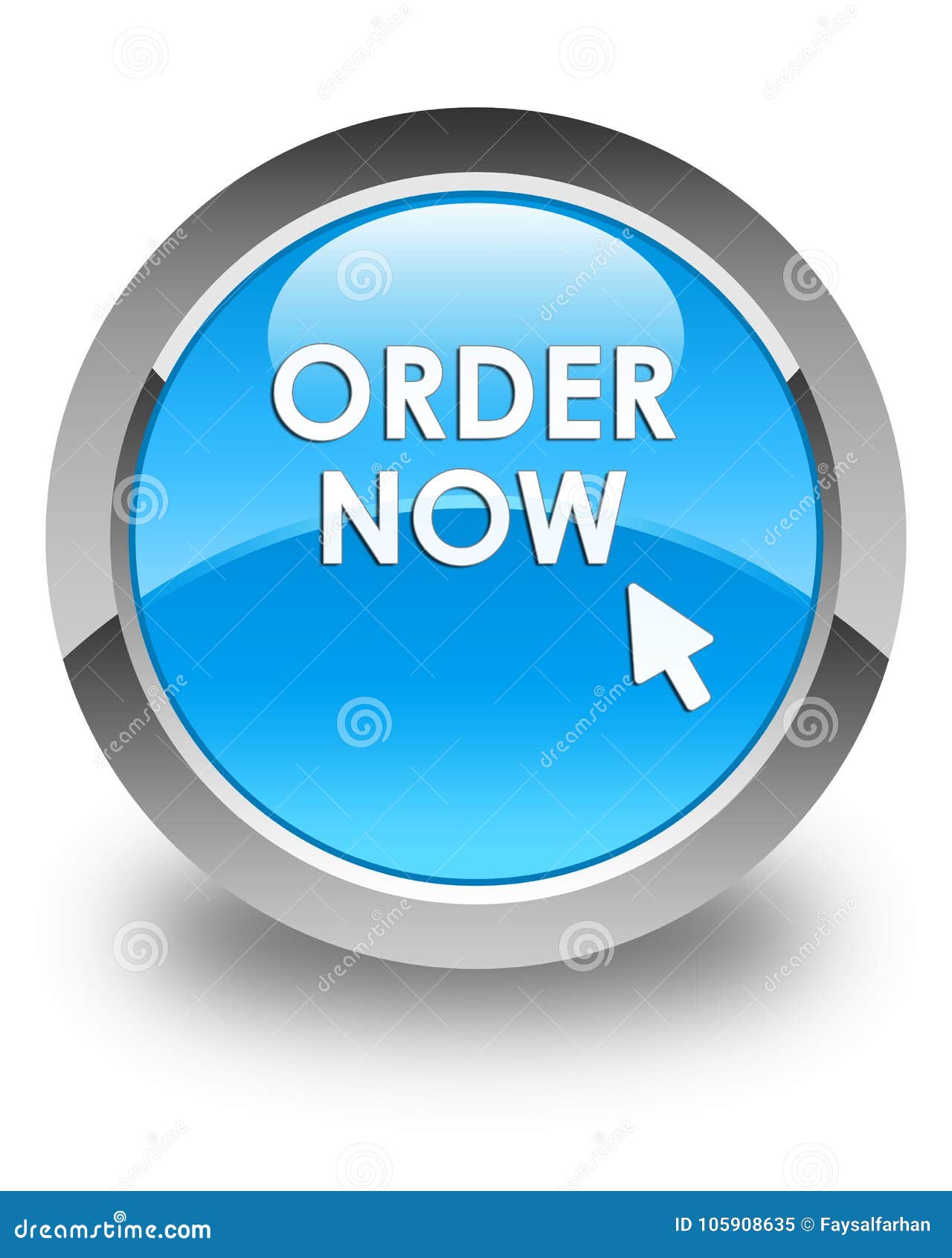 Order Now Glossy Cyan Blue Round Button Stock Illustration ...