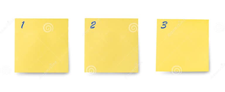 1, 2, and 3 Order Numbers on Blank Sticky Notes, Priority, Process, or ...