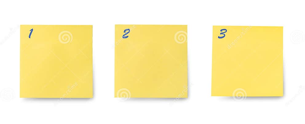 1, 2, and 3 Order Numbers on Blank Sticky Notes, Priority, Process, or ...