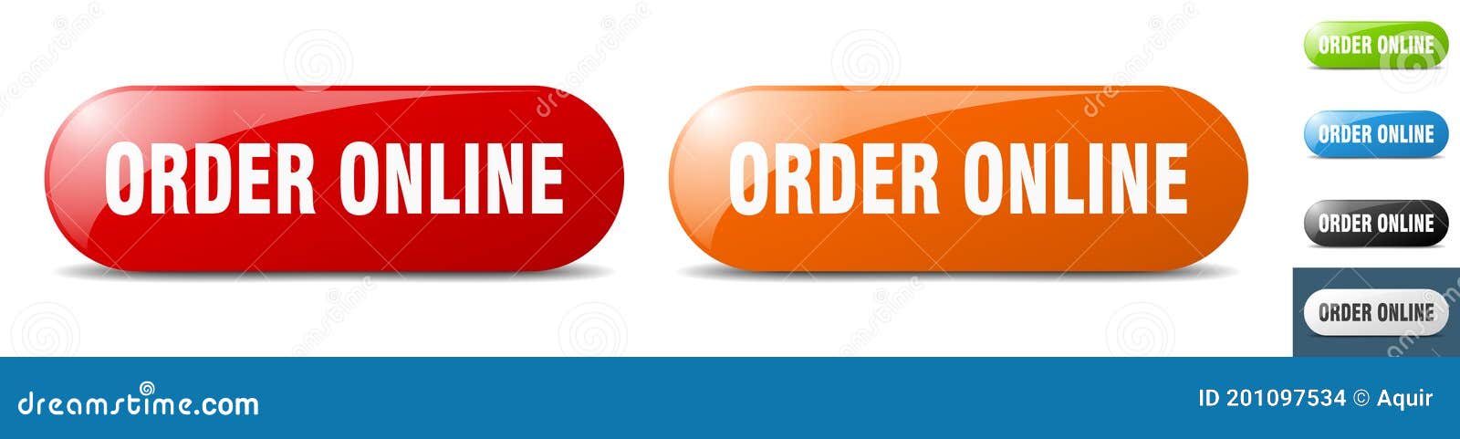 Order Online Button. Key. Sign. Push Button Set Stock Vector ...