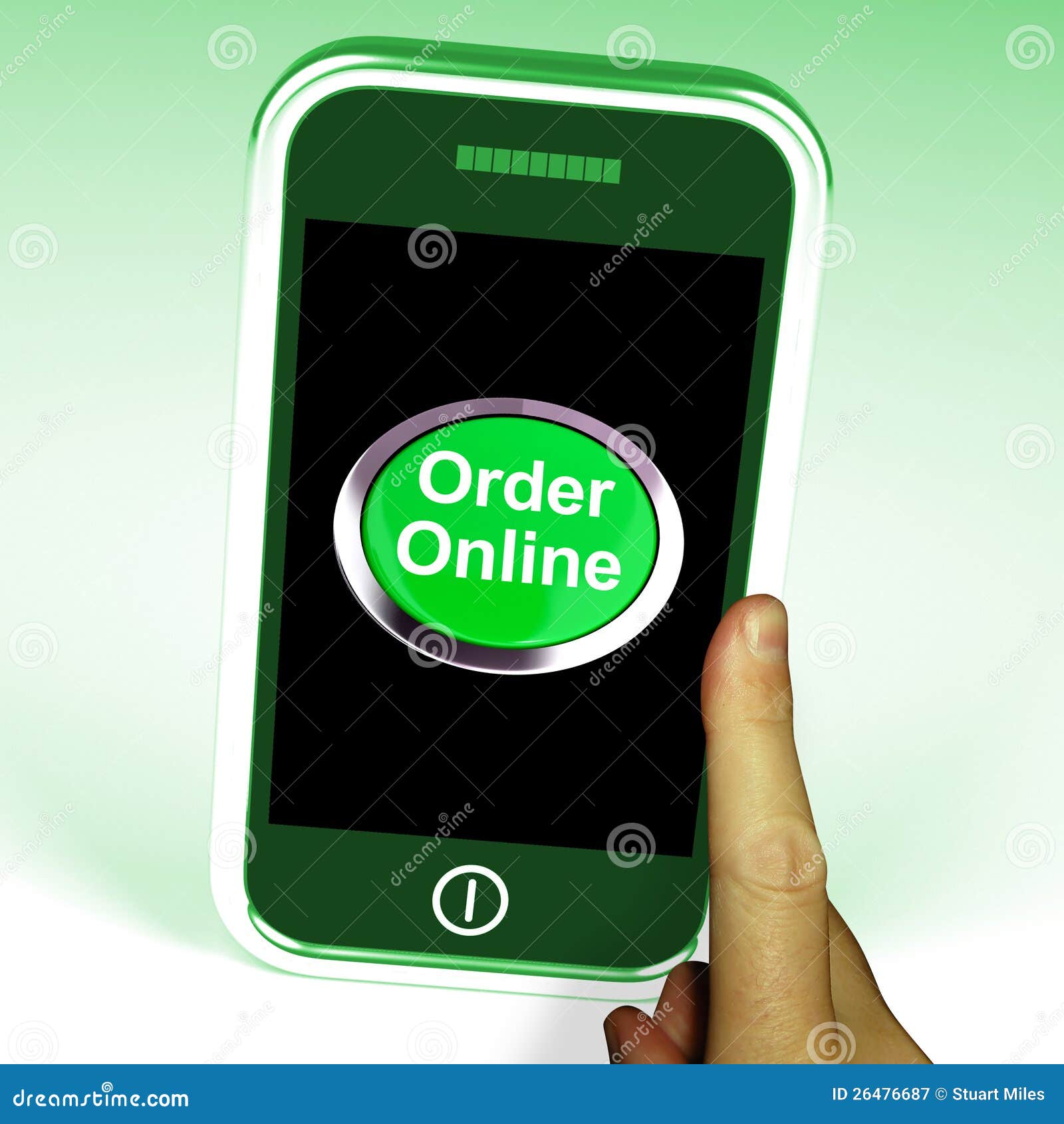 Order Online Button on Mobile Stock Illustration - Illustration of ...
