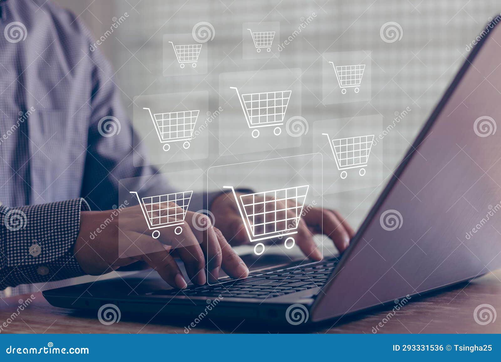 Order in Online Store, Shopping on Internet, Concept on Virtual Screen ...