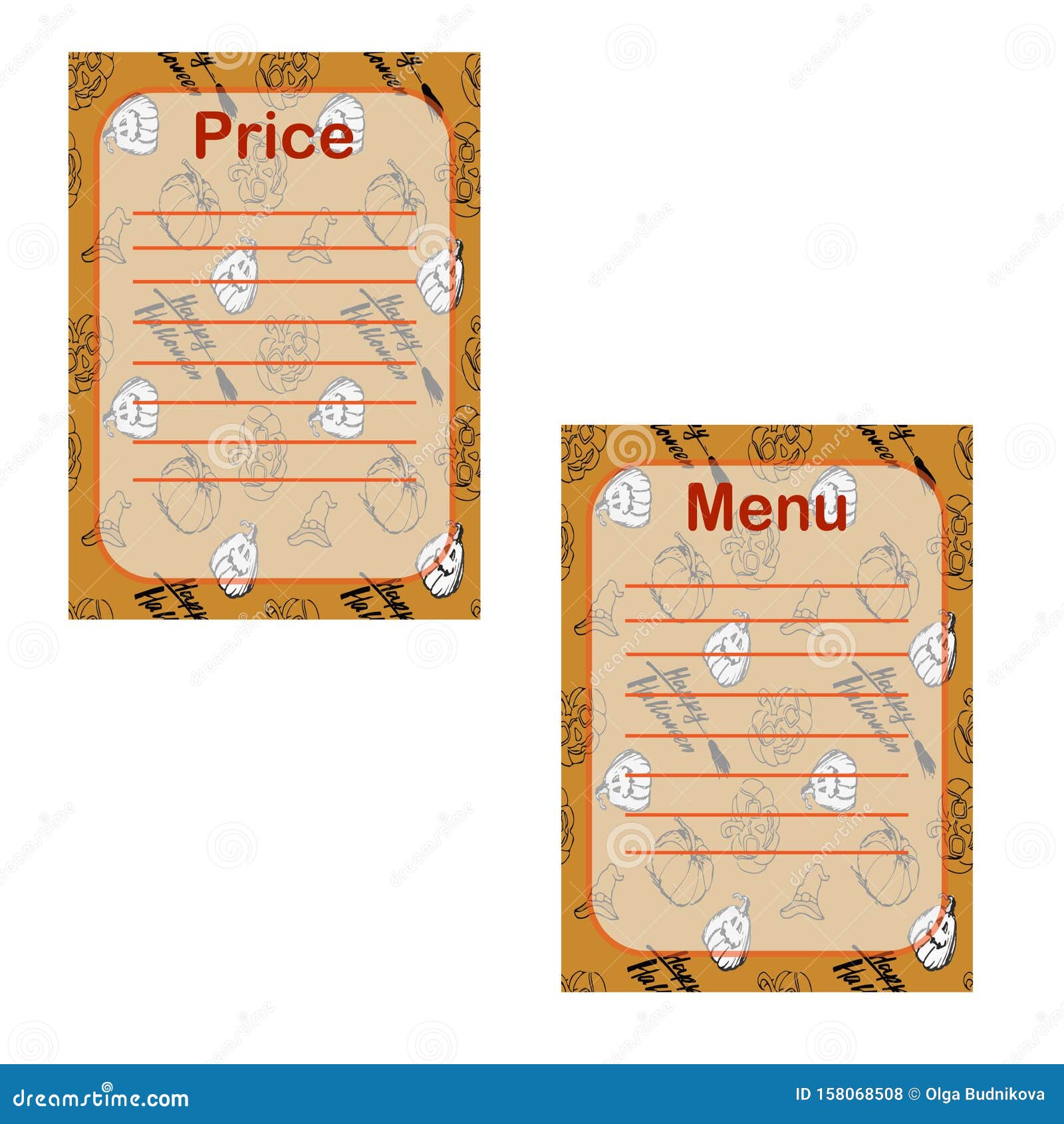 Template Restaurant Menu with Pattern Happy Pumpkin Stock Illustration ...