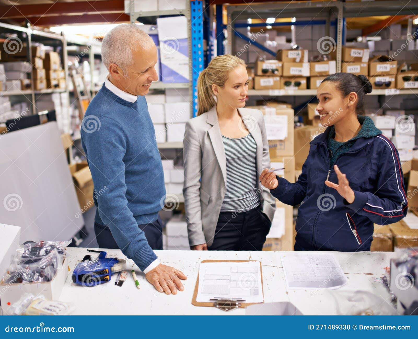 The Order is Packed and Ready. Managers at Work Supervising a Shipping ...