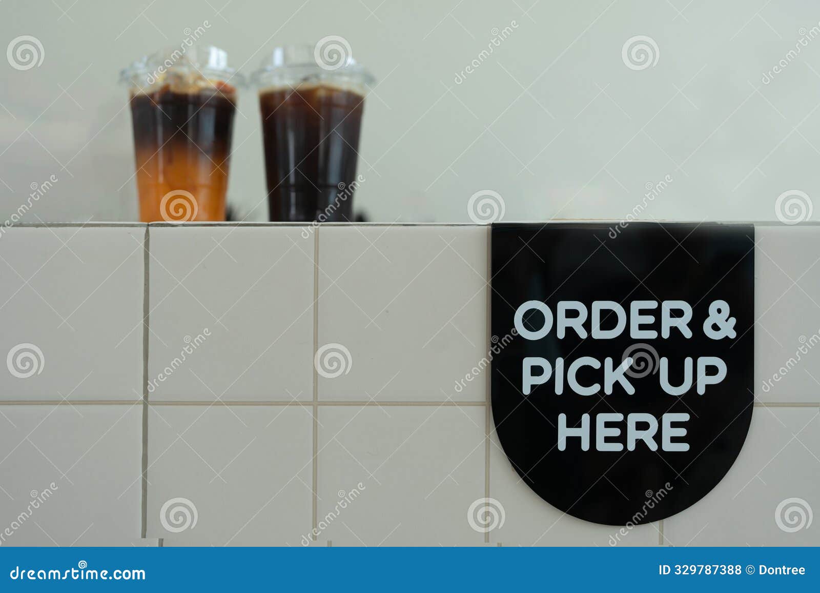 Order and Pick Up Here in the Counter in a Coffee Shop and Two Iced ...