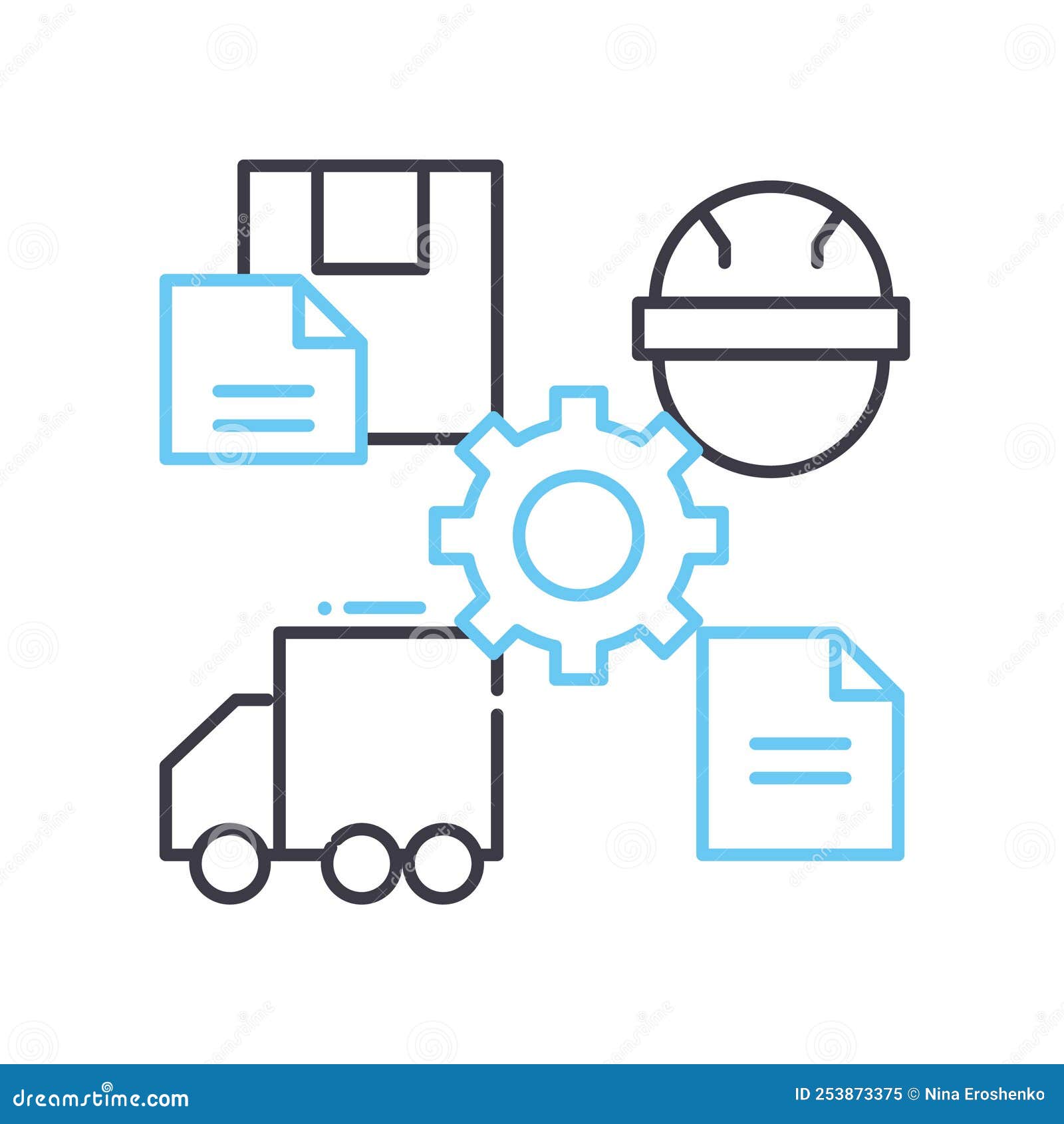 Order Processing Line Icon, Outline Symbol, Vector Illustration ...