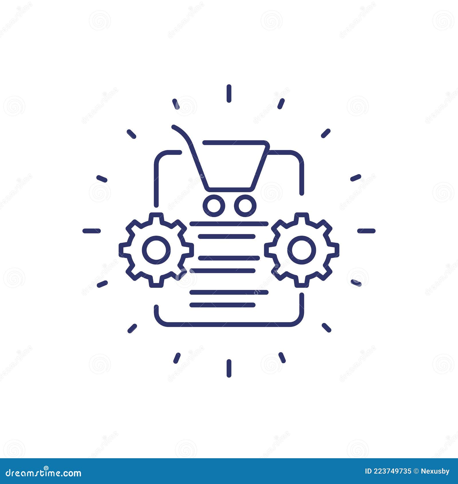 Order Processing Line Icon on White Stock Vector - Illustration of ...