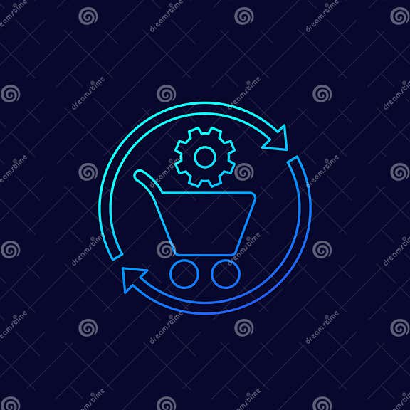 Order Processing and Procurement Icon, Line Vector Stock Vector - Illustration of shop, reorder ...
