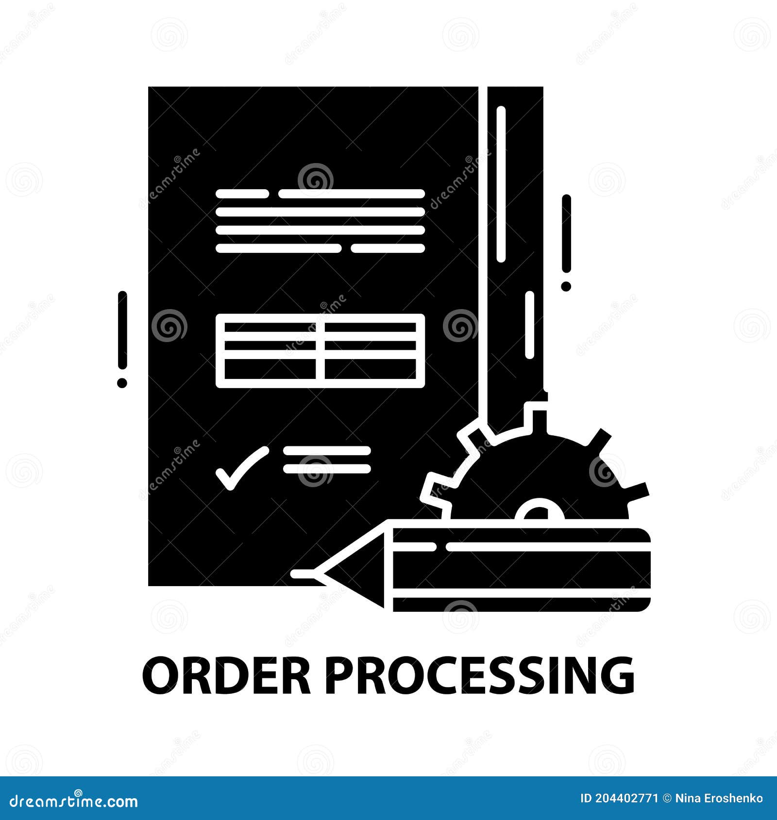 Order Processing Symbol Icon, Black Vector Sign with Editable Strokes ...