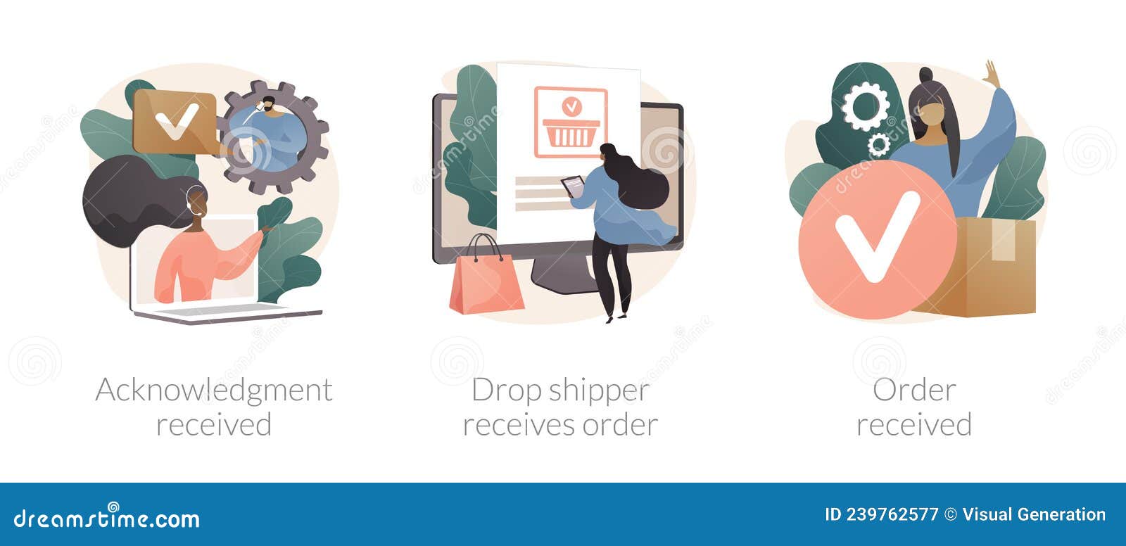 Order Status Banners Set With Inscriptions Cartoon Vector ...