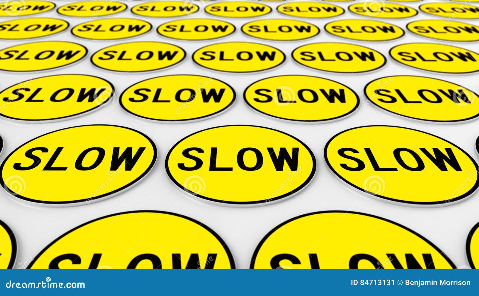 Ordered Array of Yellow Slow Signs Stock Illustration - Illustration of ...