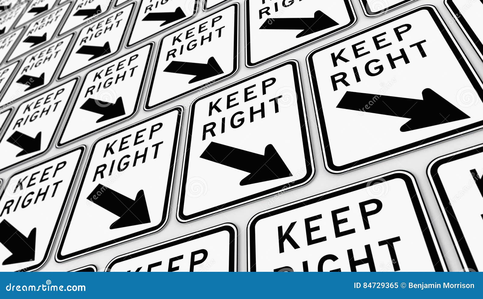 Ordered Grid of Keep Right Traffic Signs on a Wall Stock Illustration ...