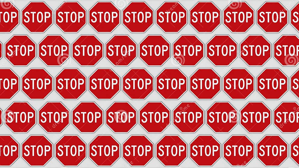 Ordered Grid of Stop Signs on a Wall Stock Illustration - Illustration ...