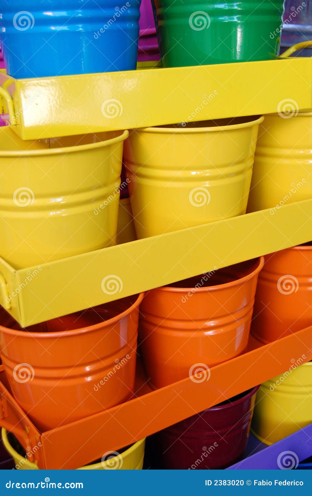 Ordered Pails and Containers Stock Photo - Image of pail, handle: 2383020
