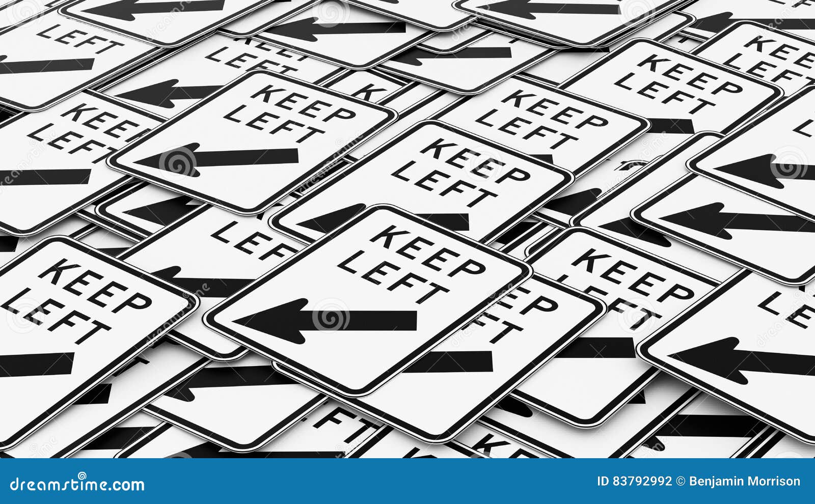 Large Ordered Pile Of Black And White Keep Left Traffic Signs Stock ...