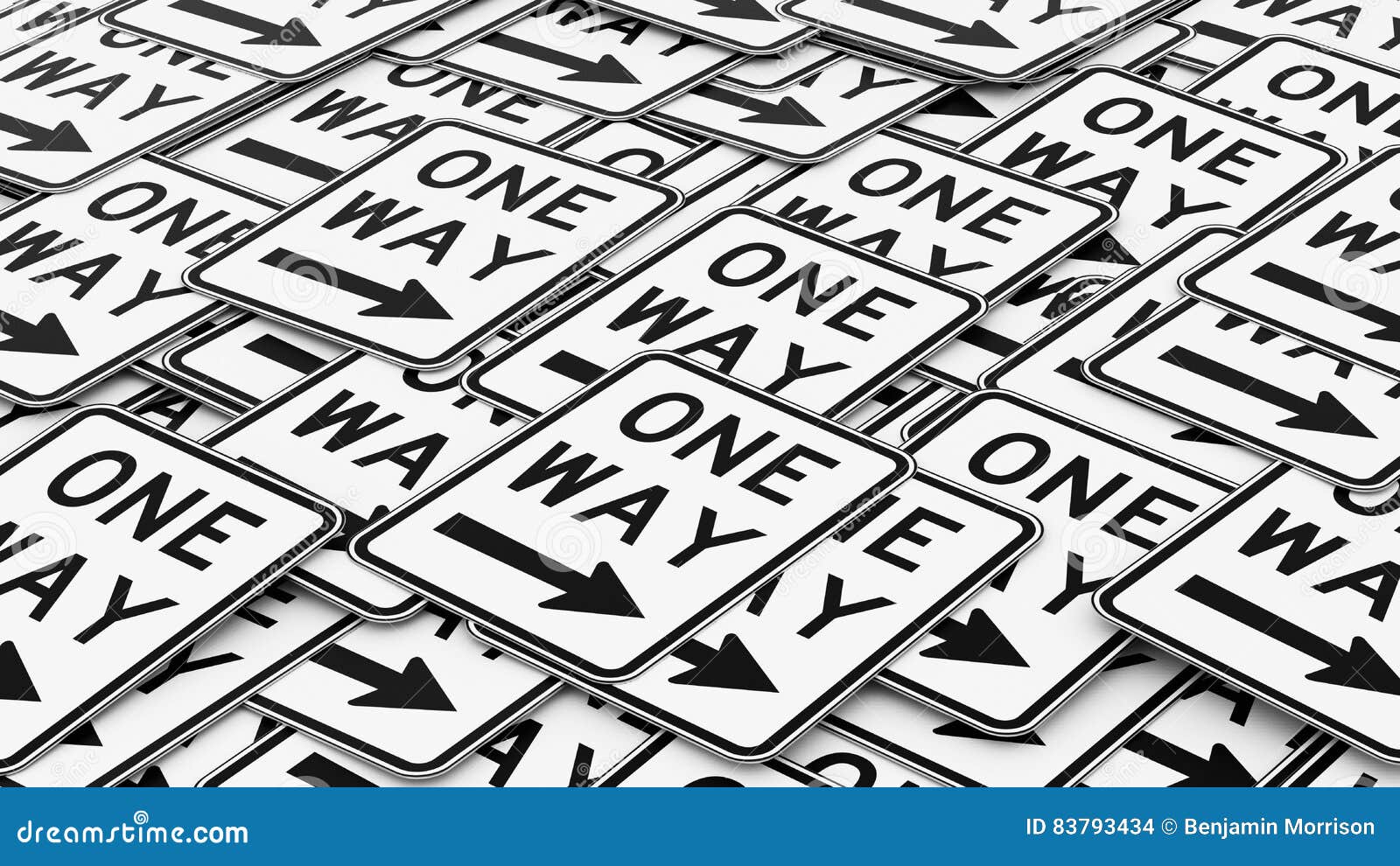 Ordered Pile of Right Pointing One Way Signs Stock Illustration ...