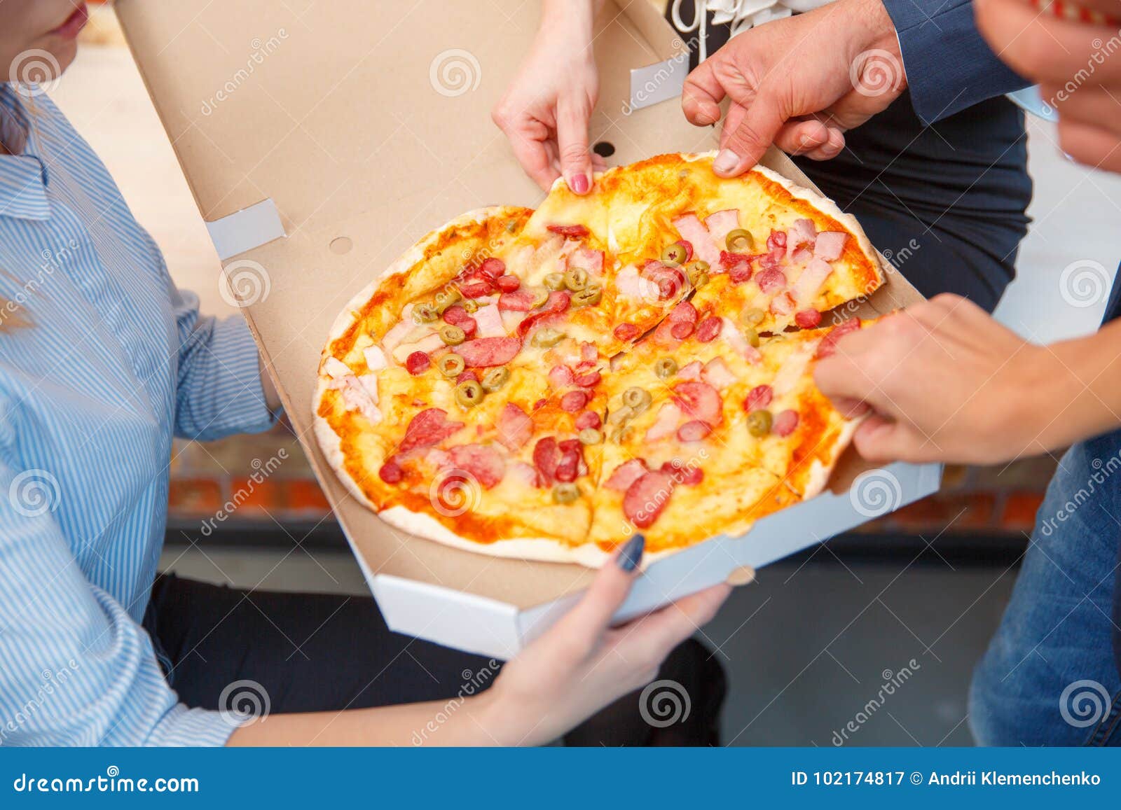 The Ordered Pizza in a Close-up Box is Very Appetizing Stock Image ...