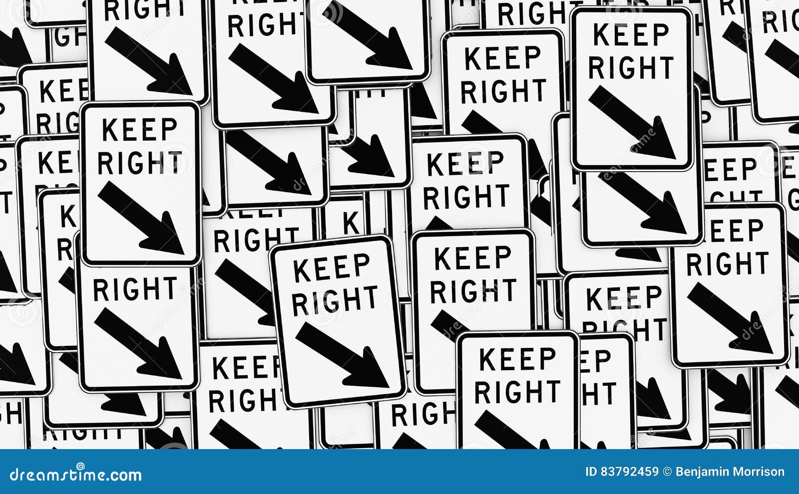 Ordered Wall of Keep Right Signs Stock Illustration - Illustration of ...
