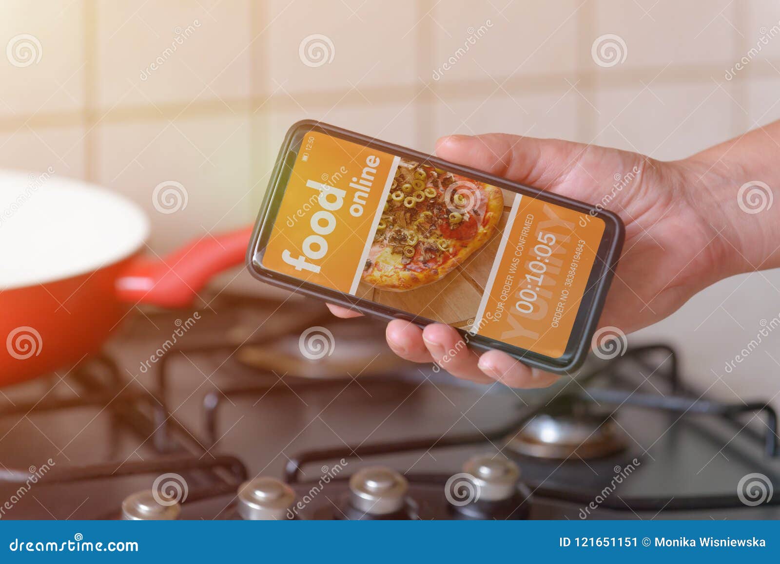 Ordering Food Online by Smartphone Stock Image - Image of office ...
