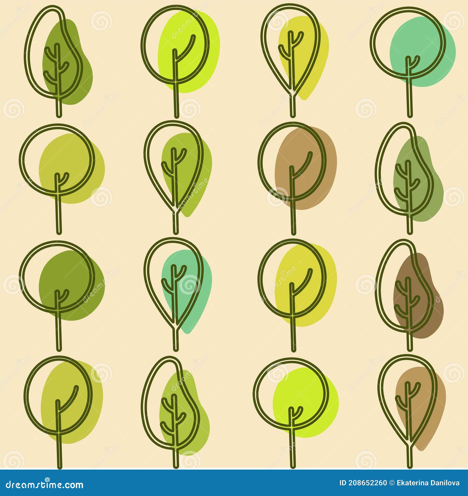 Orderly Pattern with a Minimal Tree. Conceptual Linear Tree. Floral ...