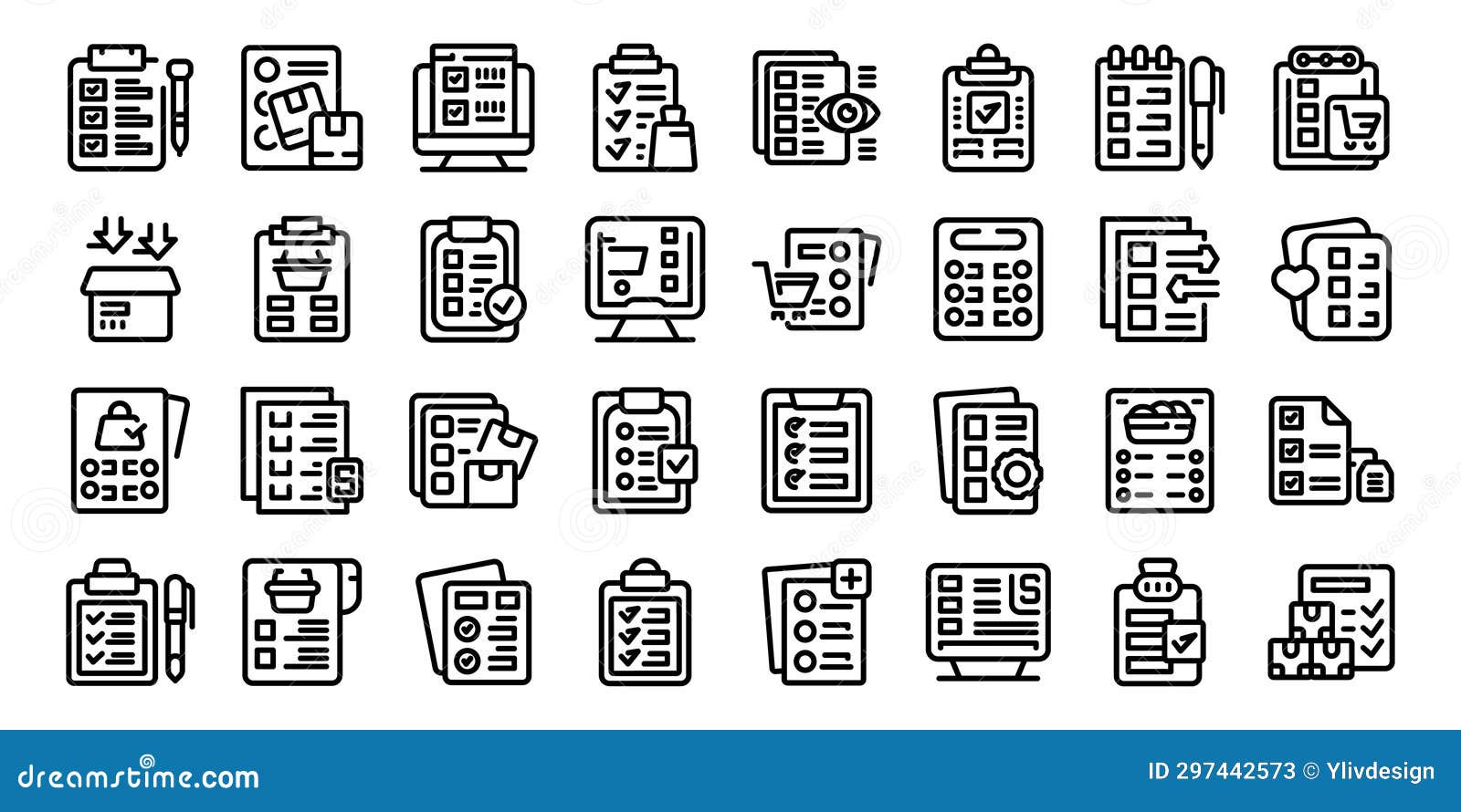 Orders List Icons Set Outline Vector. Shop Product Stock Illustration ...