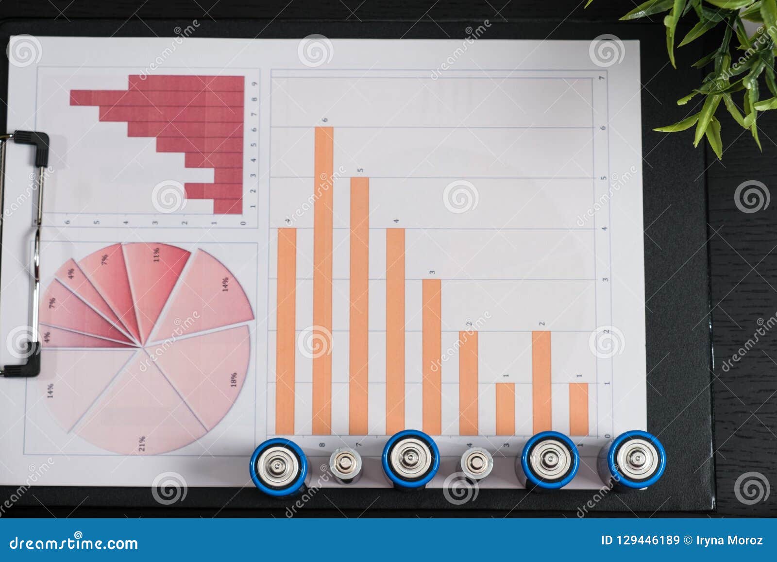 Ordinary Battery on Paper Surface with Business Chart Stock Image ...