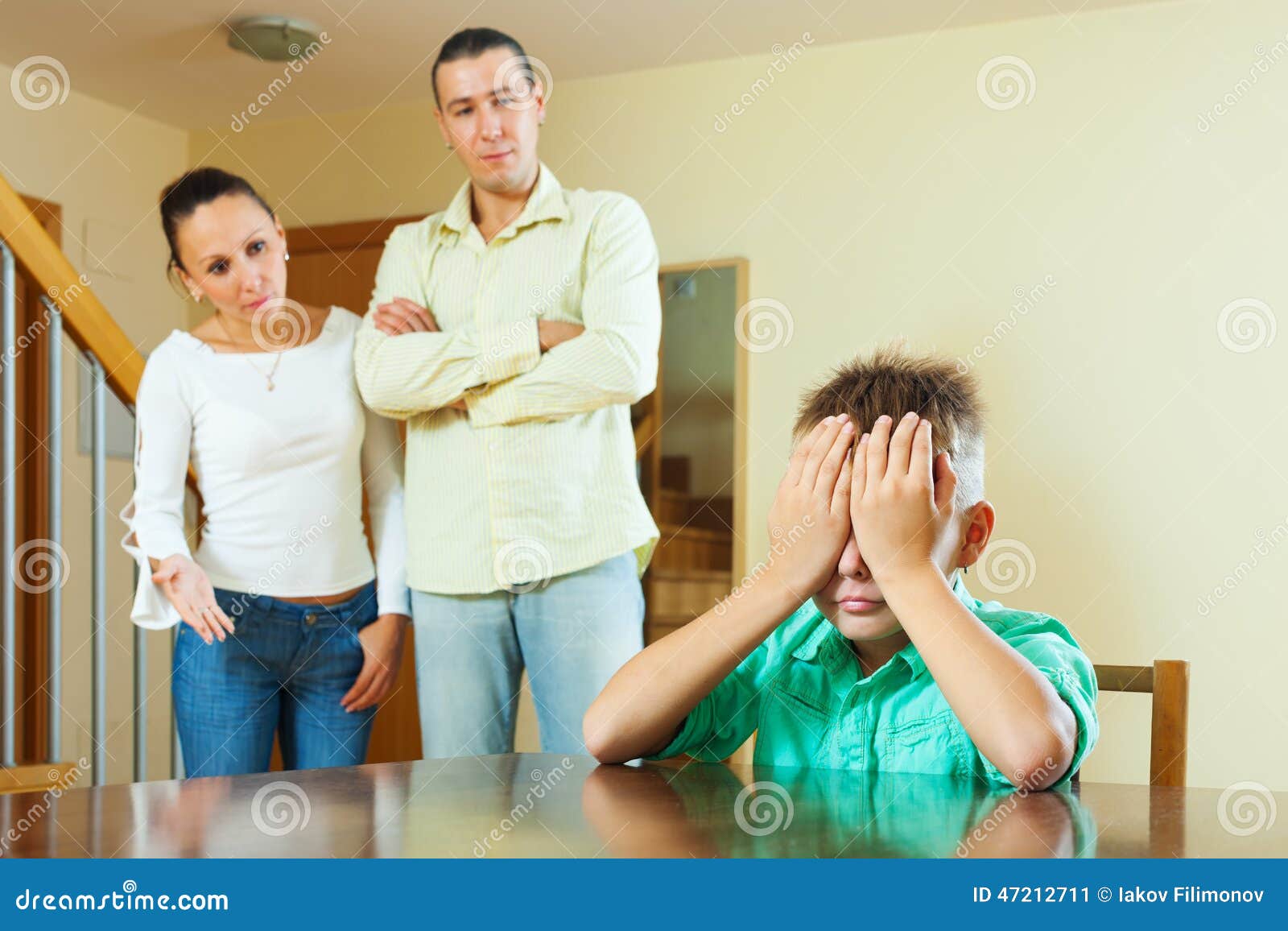 Ordinary Family of Three Having Conflict Stock Image - Image of male ...