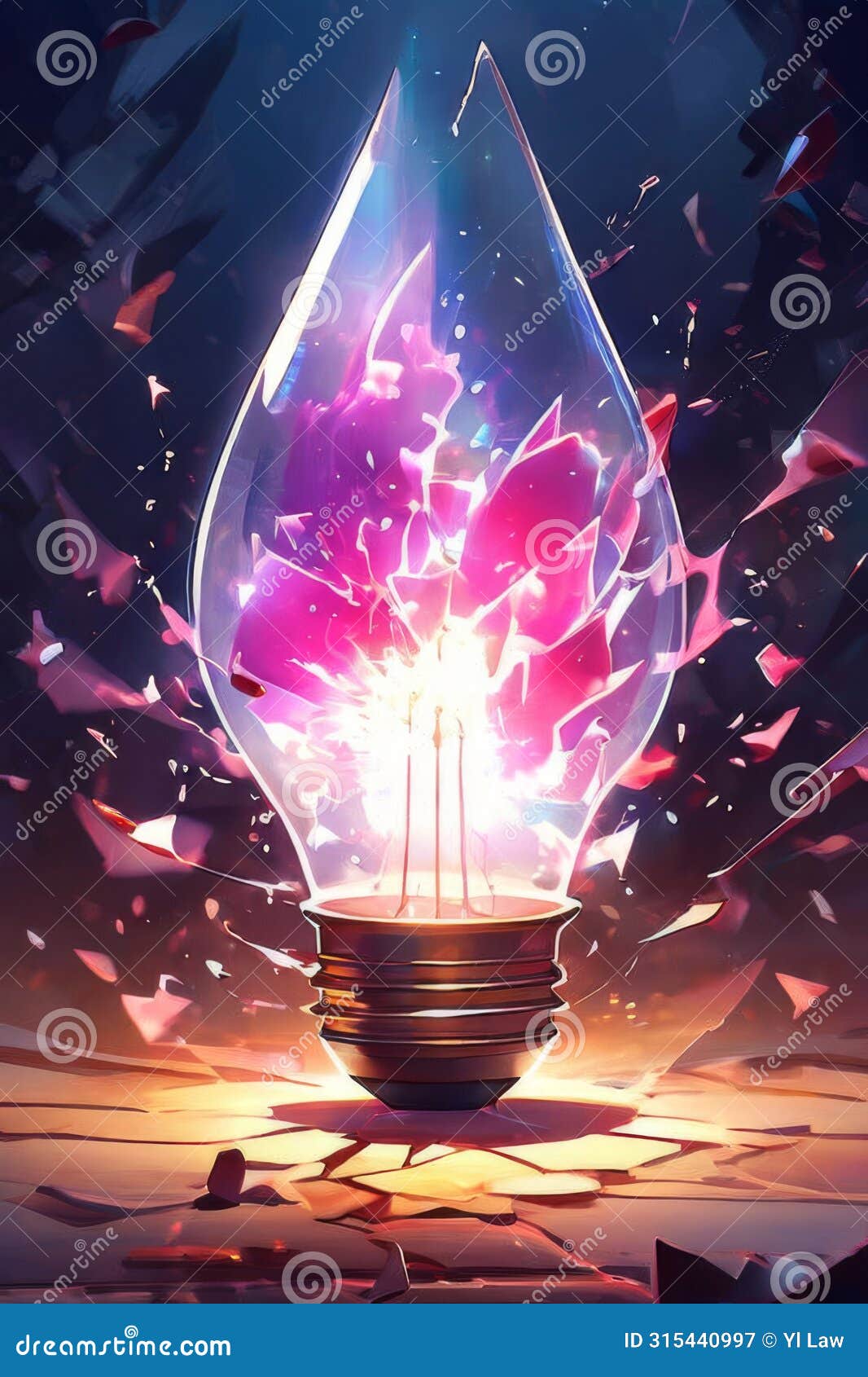 Ordinary Incandescent Light Bulb Stands on a Chip and Burns at Night ...