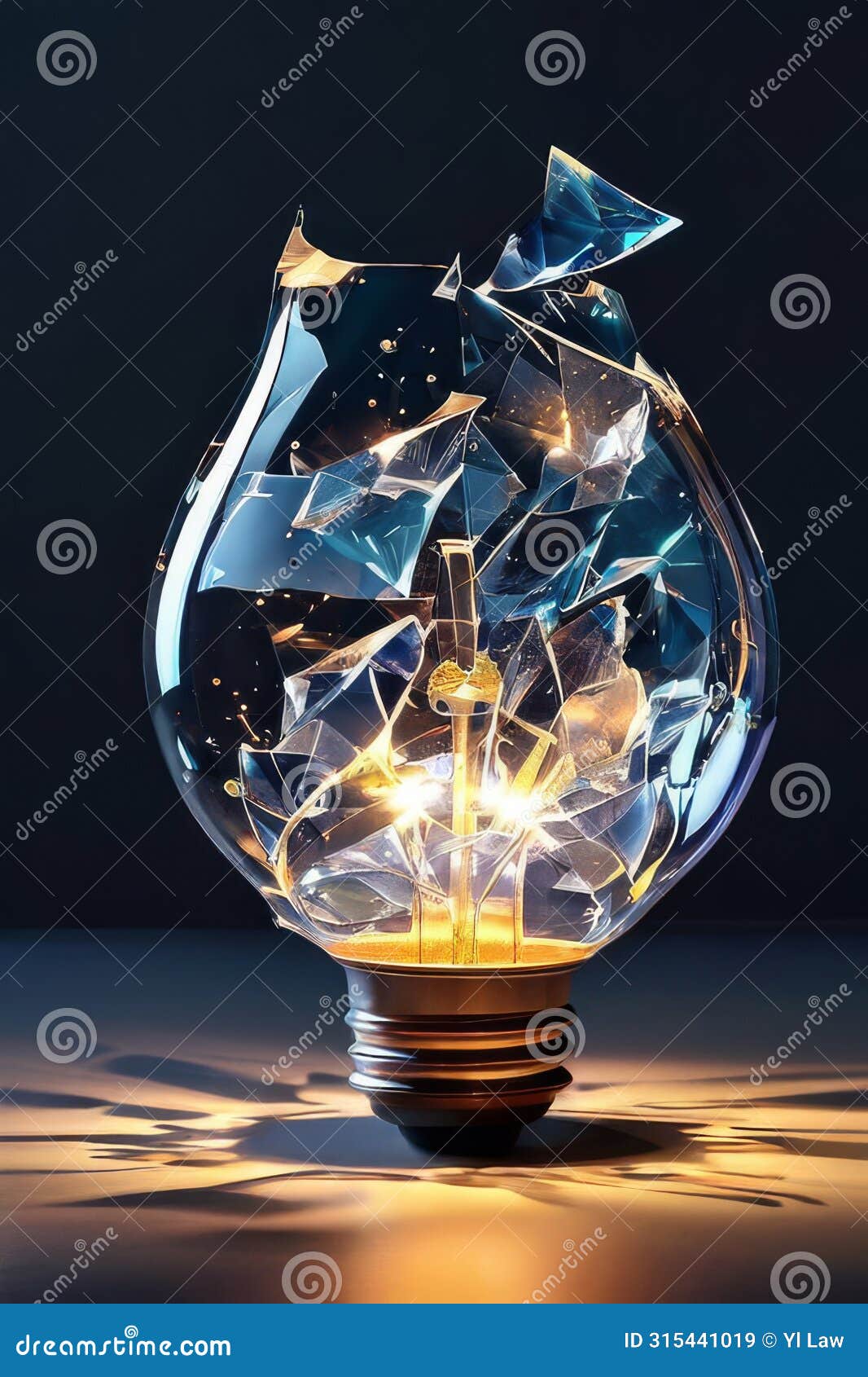 Ordinary Incandescent Light Bulb Stands on a Chip and Burns at Night ...