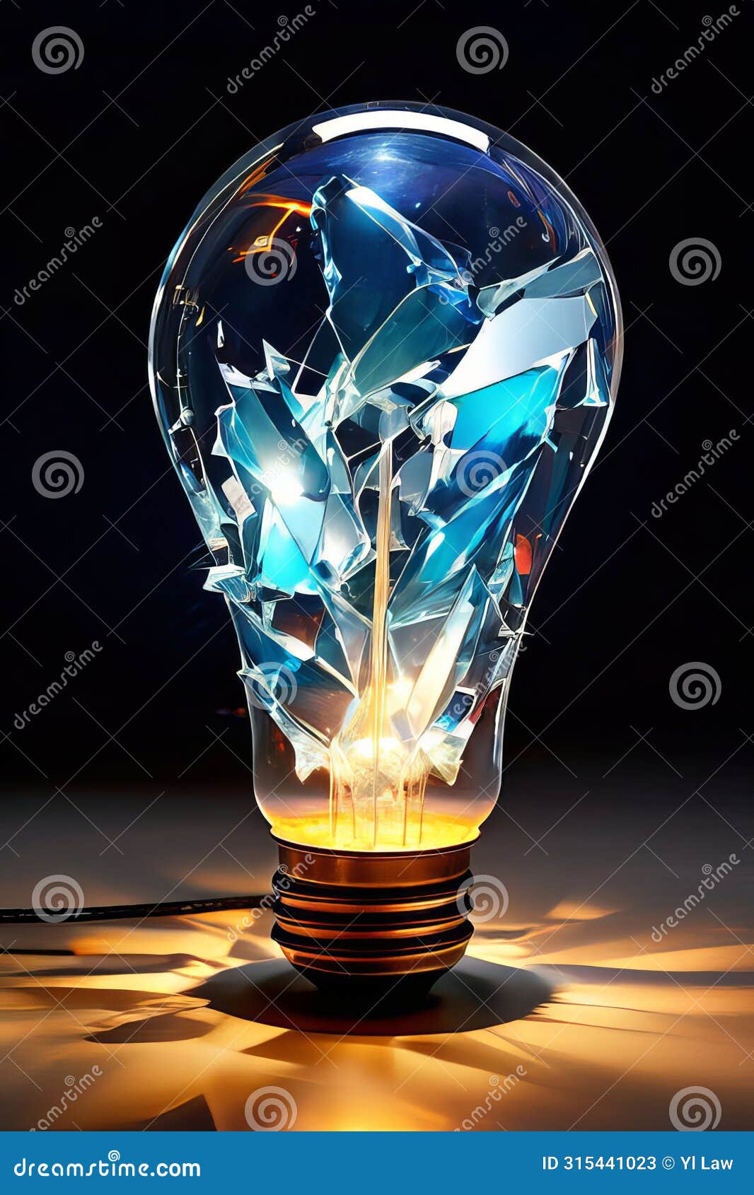 Ordinary Incandescent Light Bulb Stands on a Chip and Burns at Night ...