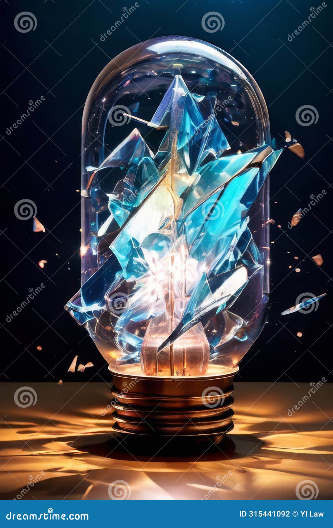 Ordinary Incandescent Light Bulb Stands on a Chip and Burns at Night ...