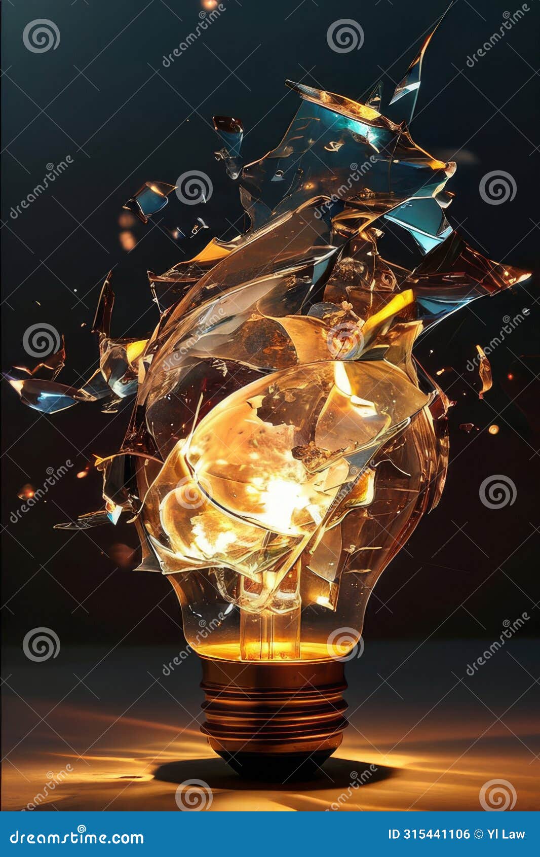 Ordinary Incandescent Light Bulb Stands on a Chip and Burns at Night ...